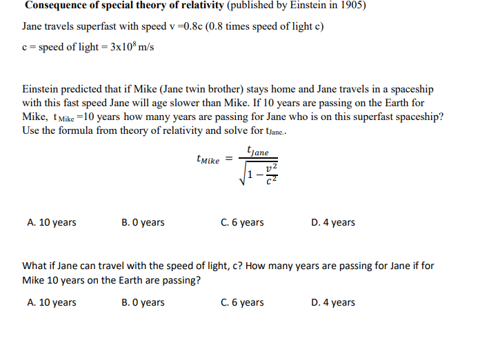 Solved Consequence of special theory of relativity | Chegg.com