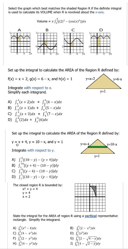 Solved Select the graph which best matches the shaded Region | Chegg.com