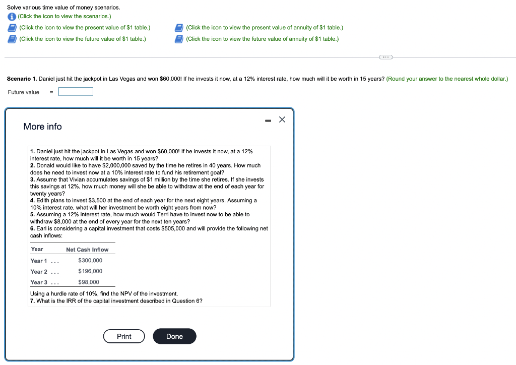 Solved Solve various time value of money scenarios. (Click | Chegg.com