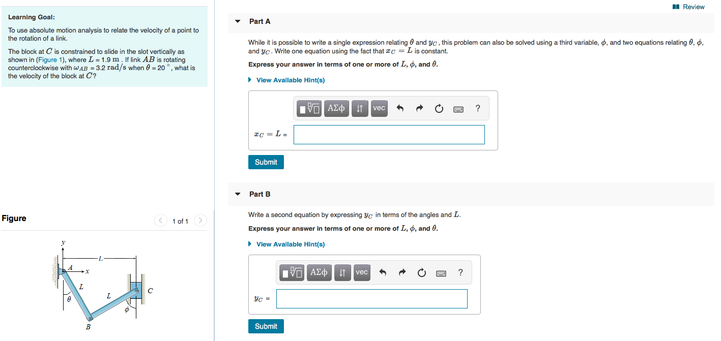 Solved 1 Review Learning Goal: Part A To use absolute motion | Chegg.com