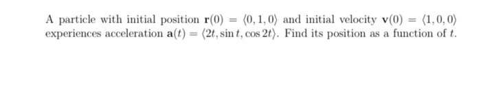 Solved A particle with initial position r(0) = (0,1,0) and | Chegg.com