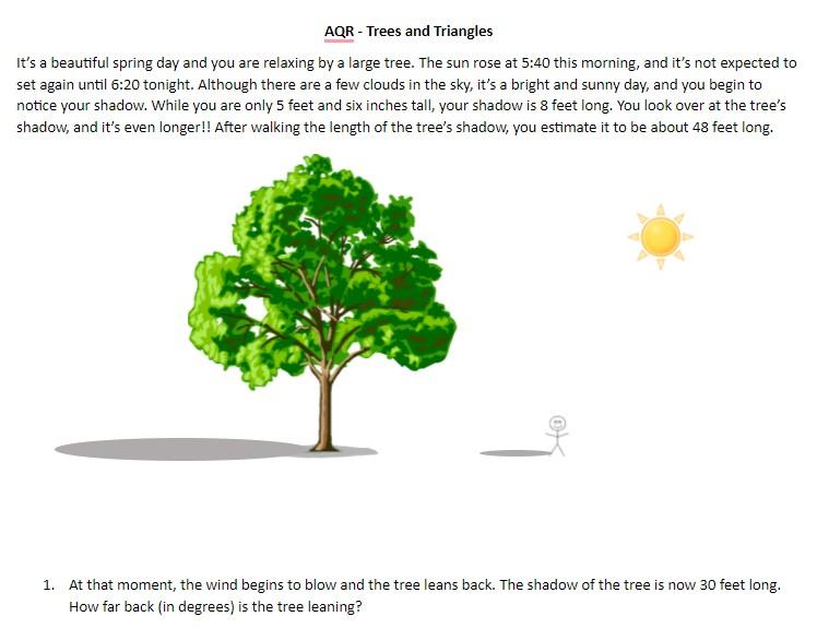 Solved AQR- Trees and Triangles It's a beautiful spring day | Chegg.com