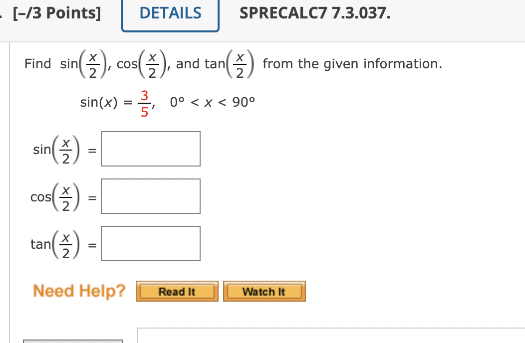 Solved Find sin(x2),cos(x2), ﻿and tan(x2) ﻿from the given | Chegg.com
