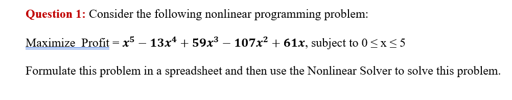 Solved Question 1: Consider the following nonlinear | Chegg.com