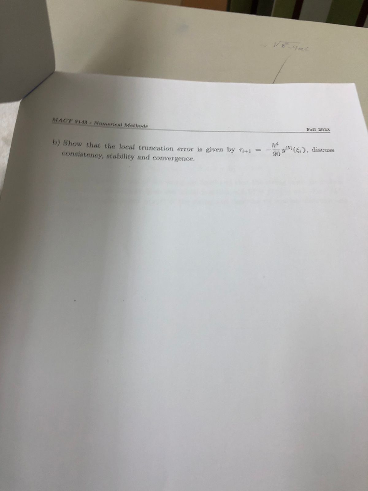 Solved h) Show that the local truncation error is given by | Chegg.com