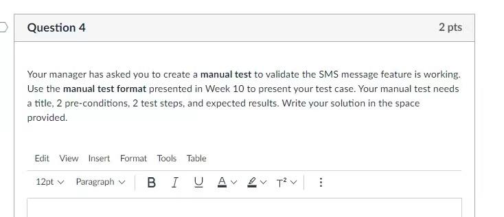 Solved Question 4 2 pts Your manager has asked you to create | Chegg.com