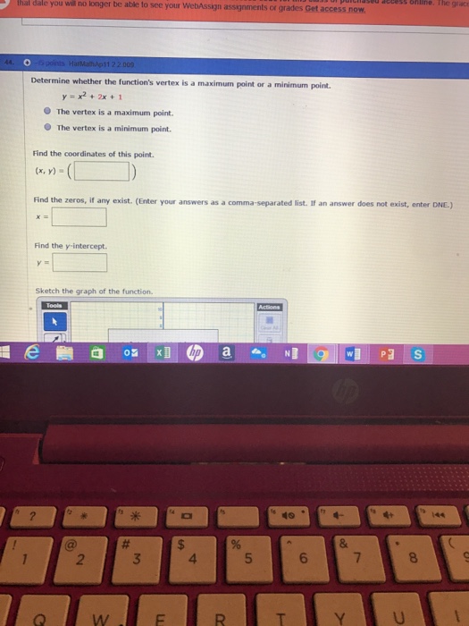 Solved Determine whether the function's vertex is a maximum | Chegg.com