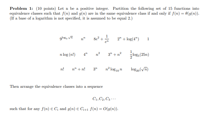 Solved Problem 1: (10 points) Let n be a positive integer. | Chegg.com