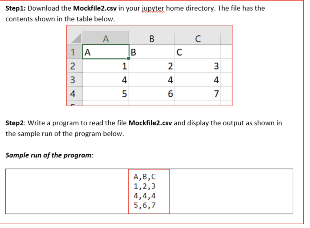 Solved Step1: Download the Mockfile2.csv in your jupyter | Chegg.com