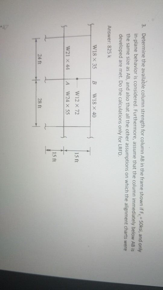 Solved Determine the available column strength for column AB | Chegg.com