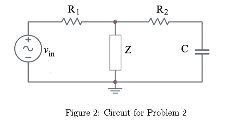 Solved R2 R1 M + ट 2 VA Z C Figure 2: Circuit for Problem 2 | Chegg.com