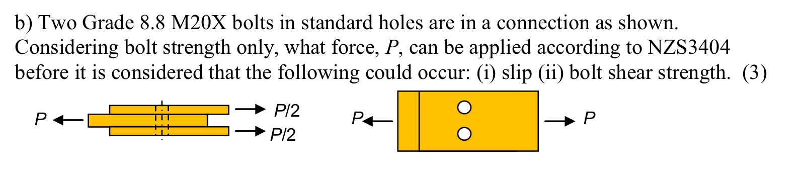 Solved b) Two Grade 8.8M20X bolts in standard holes are in a | Chegg.com