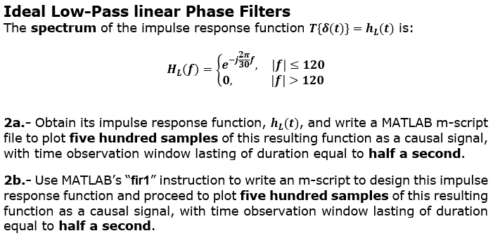 Solved Ideal Low-Pass linear Phase Filters The spectrum of | Chegg.com