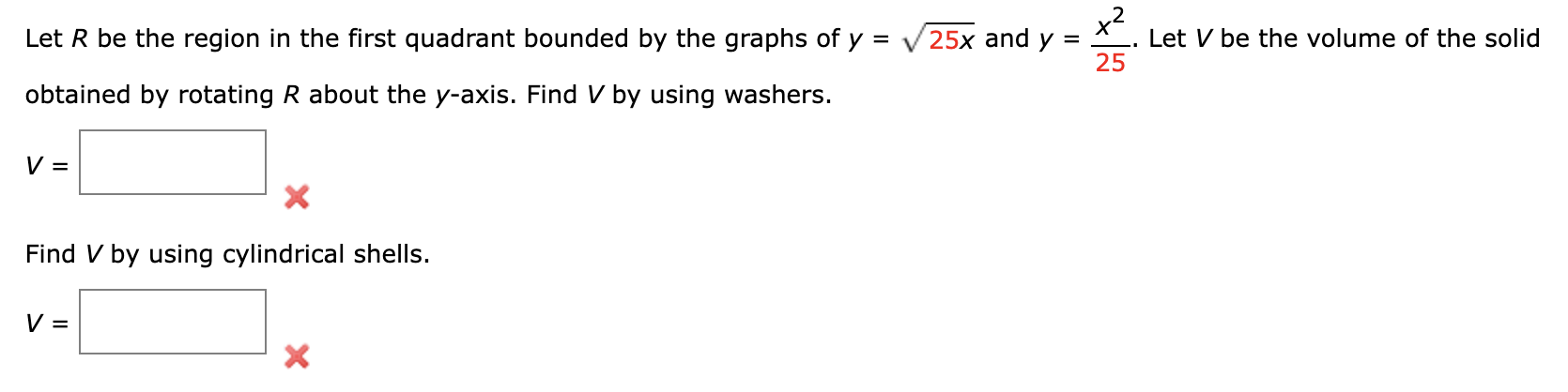 Solved x2 Let R be the region in the first quadrant bounded | Chegg.com