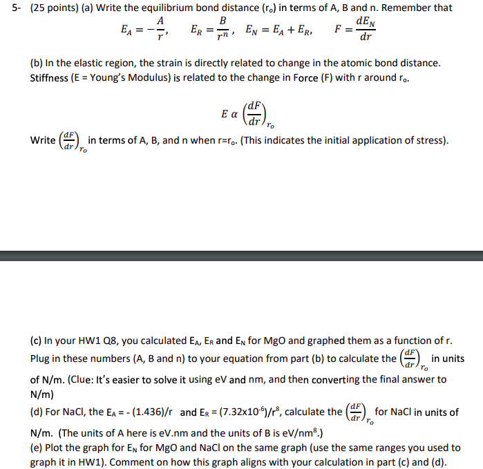 5- (25 points) (a) Write the equilibrium bond | Chegg.com