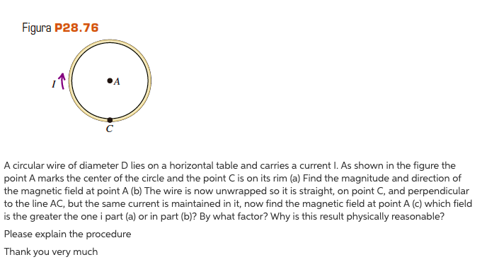 Solved Figura P28.76 A circular wire of diameter D lies on a | Chegg.com