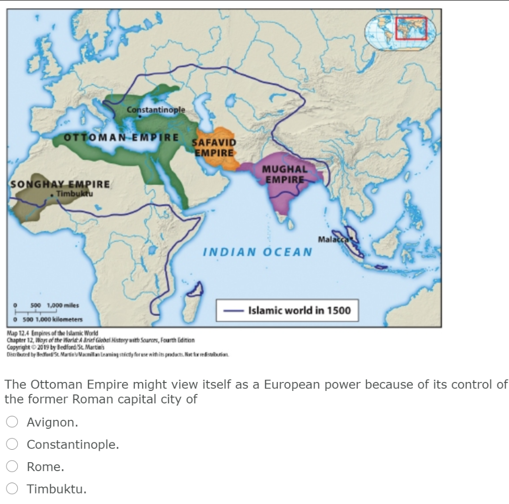 Solved Constantinople OTTOMAN EMPIRE SAFAVID EMPIRE MUGHAL | Chegg.com