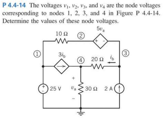 Solved P 4.4-14 The voltages v1,v2,v3, and v4 are the node | Chegg.com