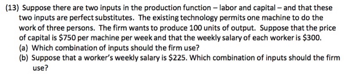 Solved Suppose there are two inputs in the production | Chegg.com