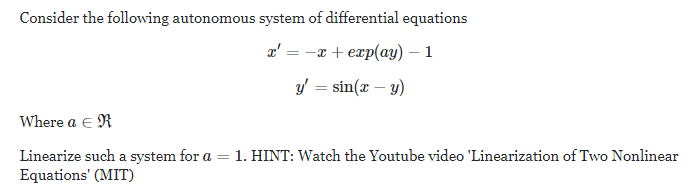 Solved Consider the following autonomous system of | Chegg.com