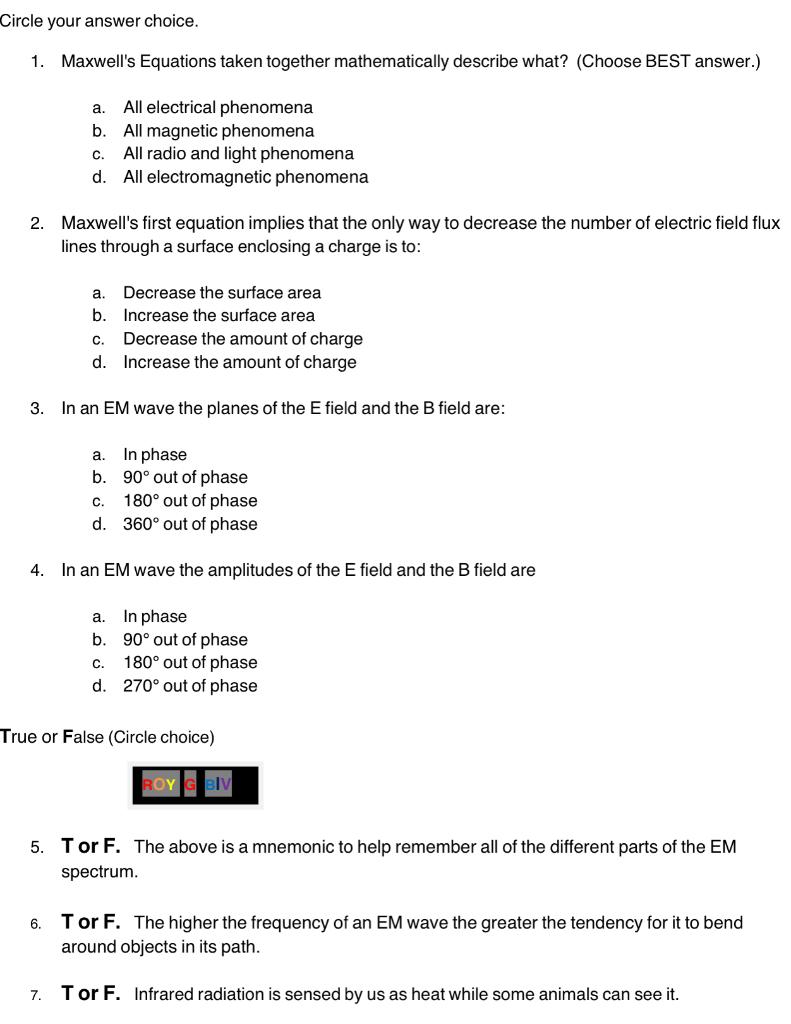 Solved Circle your answer choice. 1. Maxwell's Equations | Chegg.com