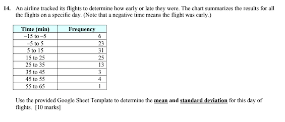 Solved 14. An airline tracked its flights to determine how | Chegg.com
