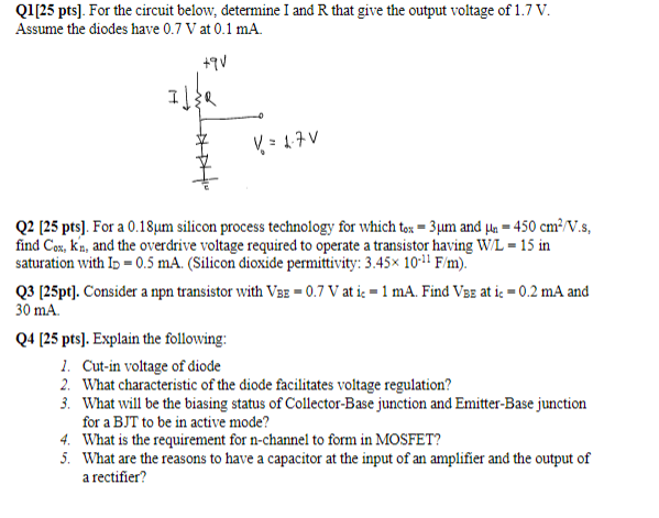 Solved Q1[25 pts]. For the circuit below, determine I and R | Chegg.com