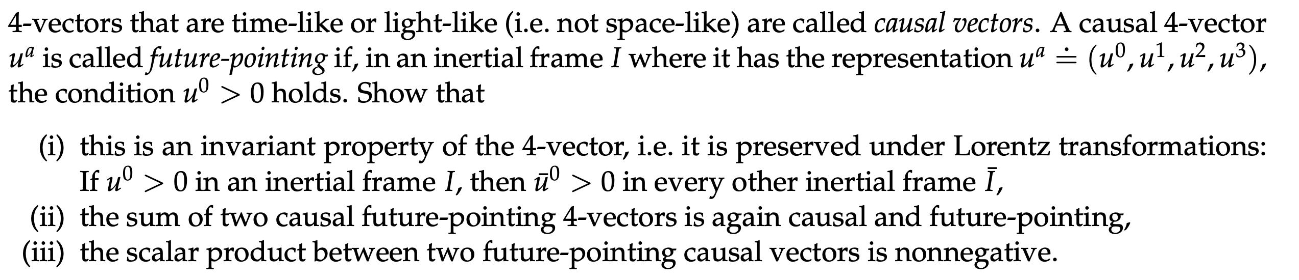 Solved 4 -vectors that are time-like or light-like (i.e. not | Chegg.com
