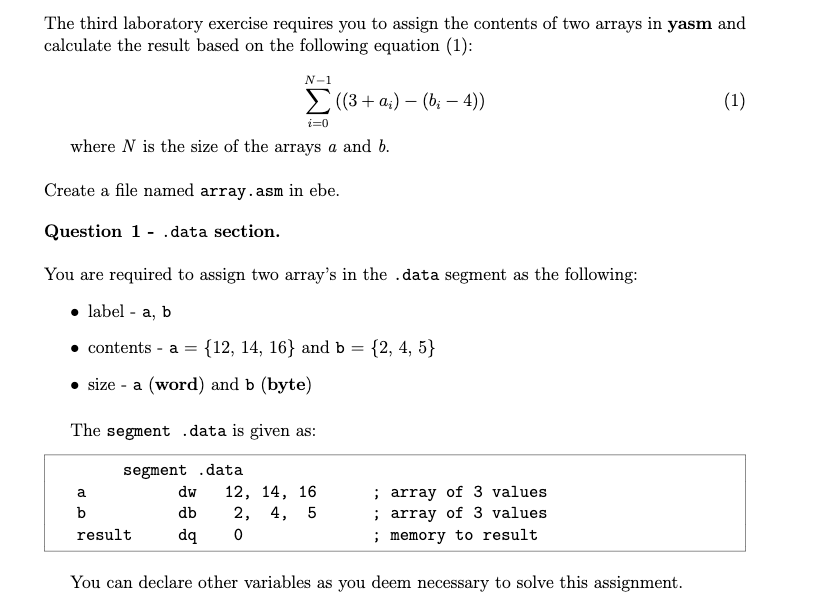 The Third Laboratory Exercise Requires You To Assign 