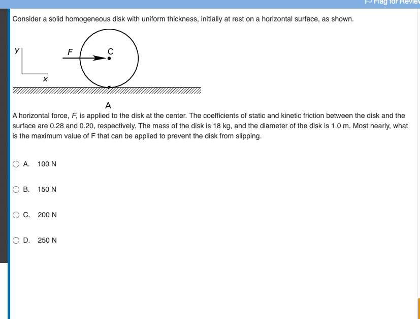 Solved Flag Tor Revie Consider a solid homogeneous disk with | Chegg.com