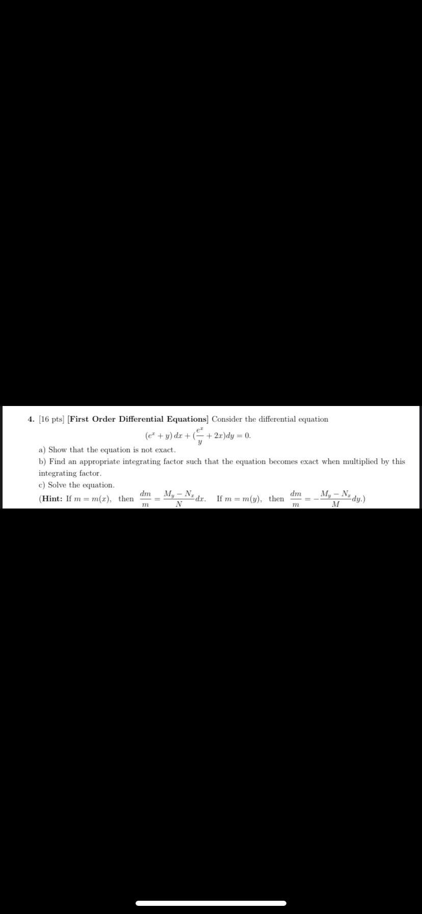 Solved 4. [16 pts] [First Order Differential Equations] | Chegg.com