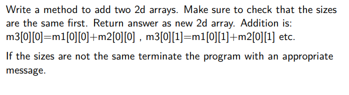Solved Write Method To Create A Copy Of 2 D Array Copy 6803