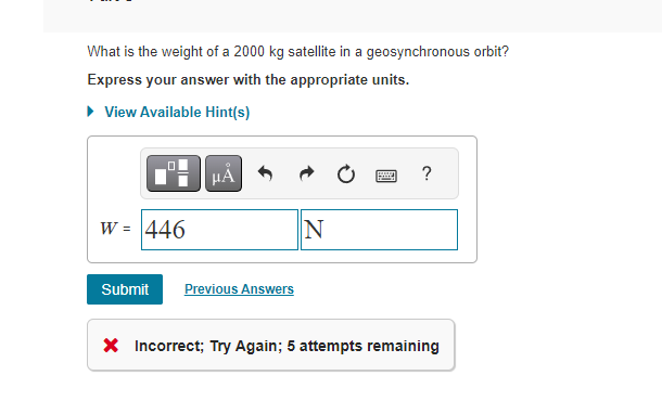What is the weight of a 2000 kg satellite in a | Chegg.com