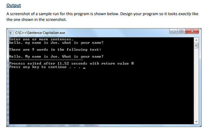 Solved Programming Assignment: Sentence Capitalizer Modify | Chegg.com