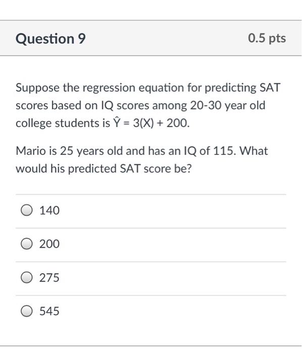 Solved Suppose the regression equation for predicting SAT | Chegg.com