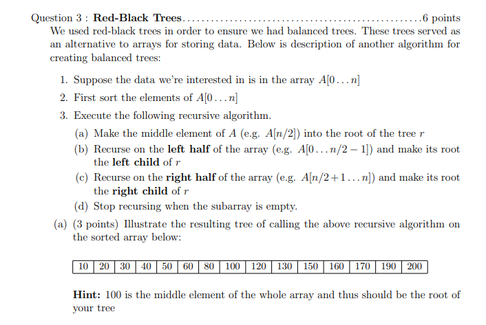 Solved Question 3 : Red-Black Trees.... .6 points We used | Chegg.com
