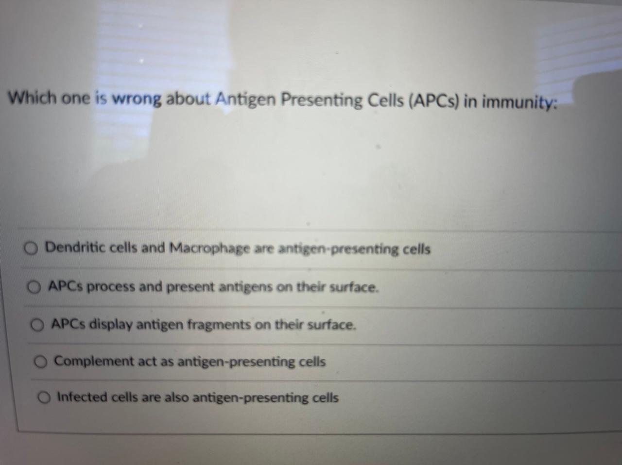 Solved Which one is wrong about Antigen Presenting Cells | Chegg.com