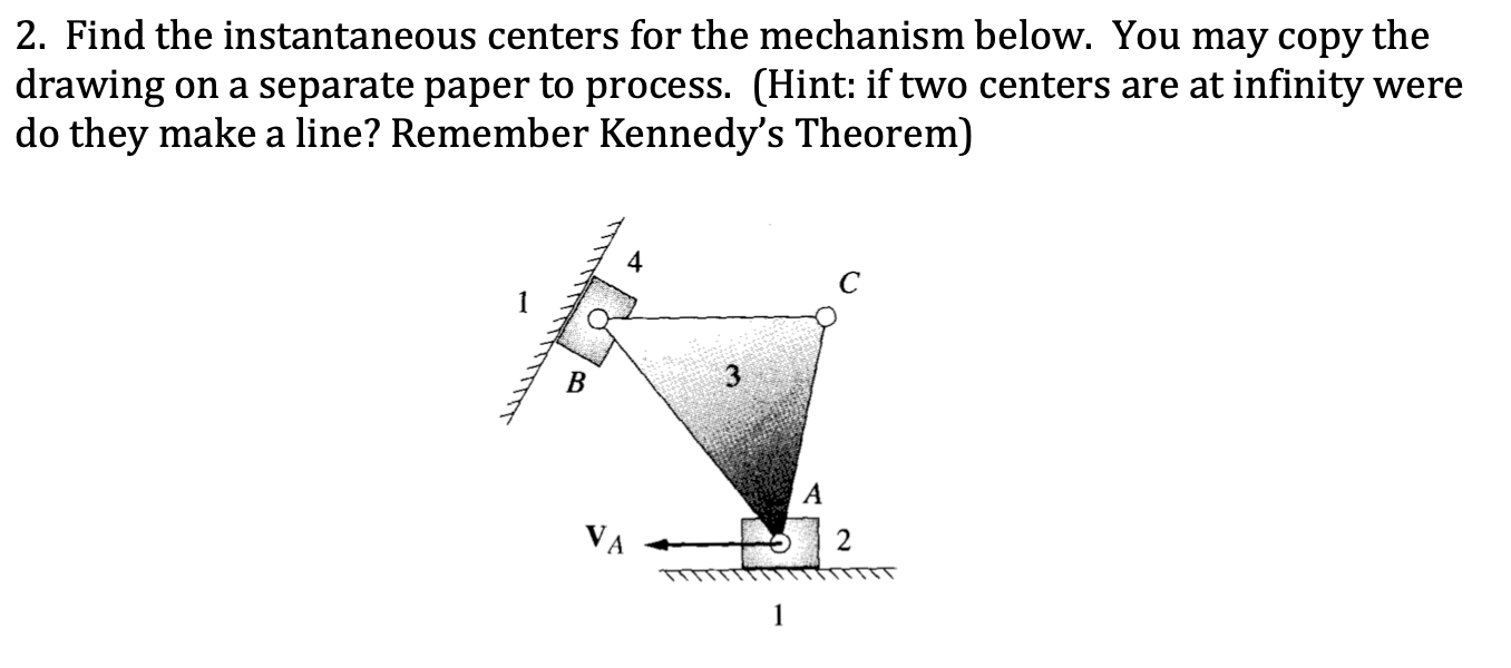Solved 2. Find the instantaneous centers for the mechanism | Chegg.com