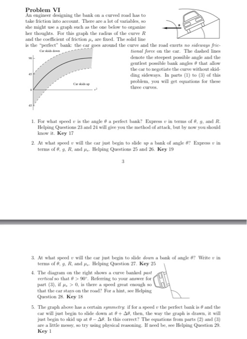 Solved Problem VI An engineer designing the bank on a curved | Chegg.com