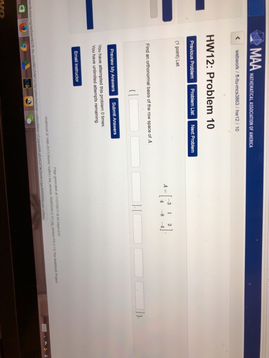 Solved hw12/10 HW12: Problem 10 (1 point) Let | Chegg.com