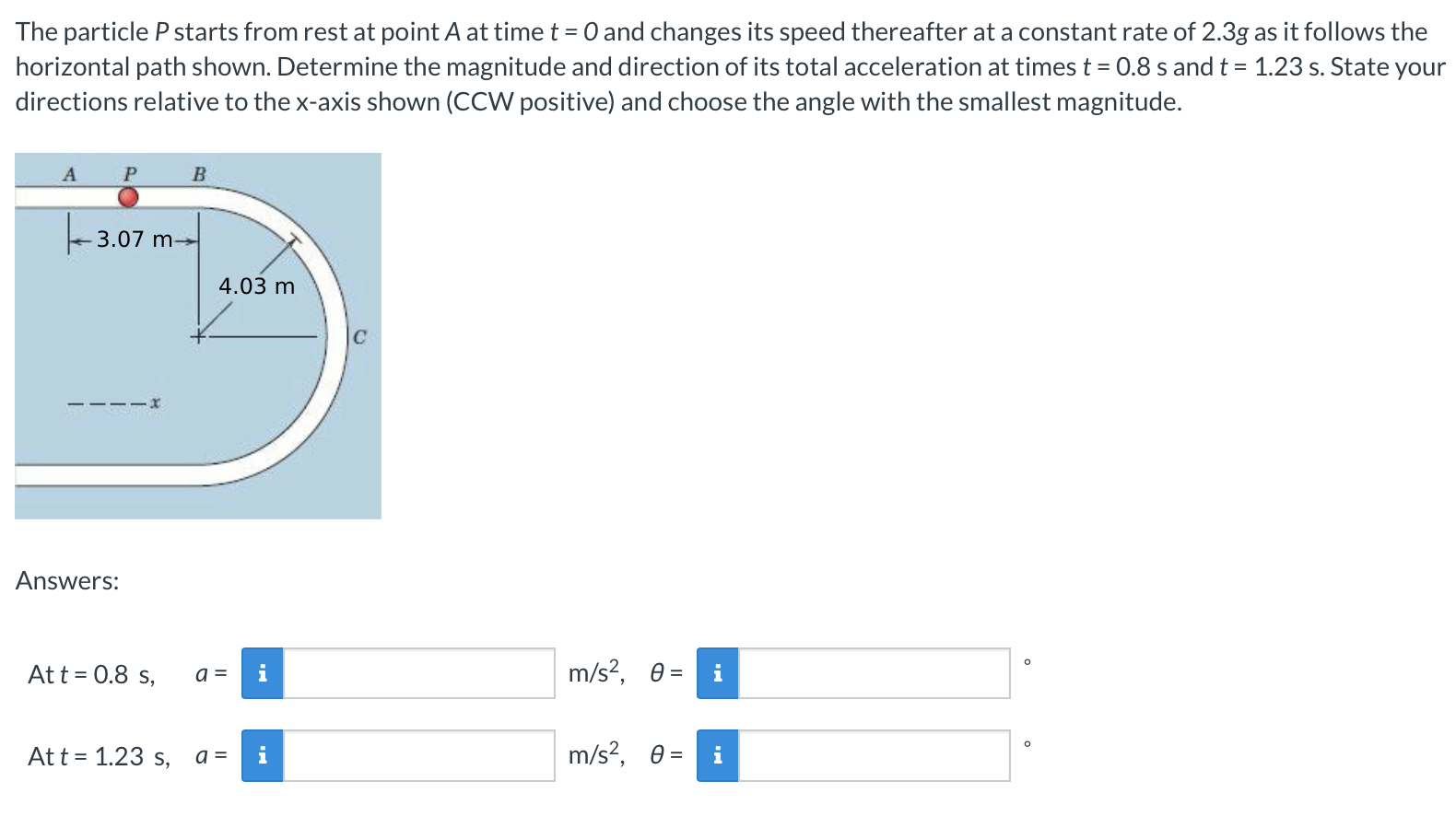 Solved The particle P starts from rest at point A at time t | Chegg.com