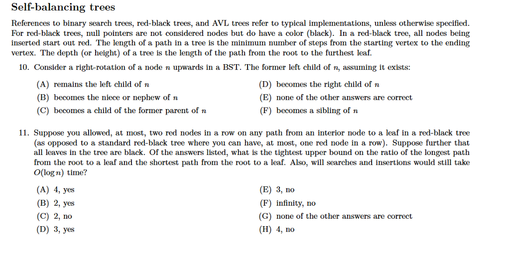 Solved Self-balancing trees References to binary search | Chegg.com