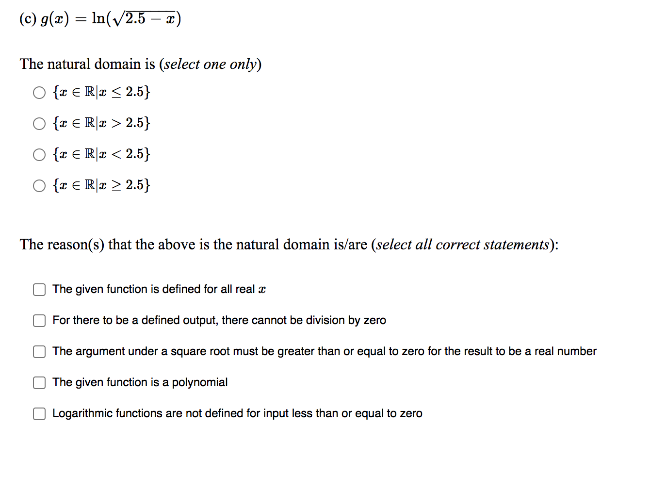 Solved Identify the natural domain of each of the following | Chegg.com