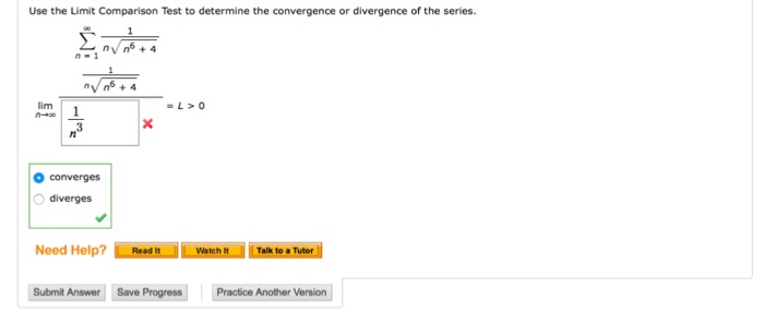 Solved Use the Limit Comparison Test to determine the | Chegg.com