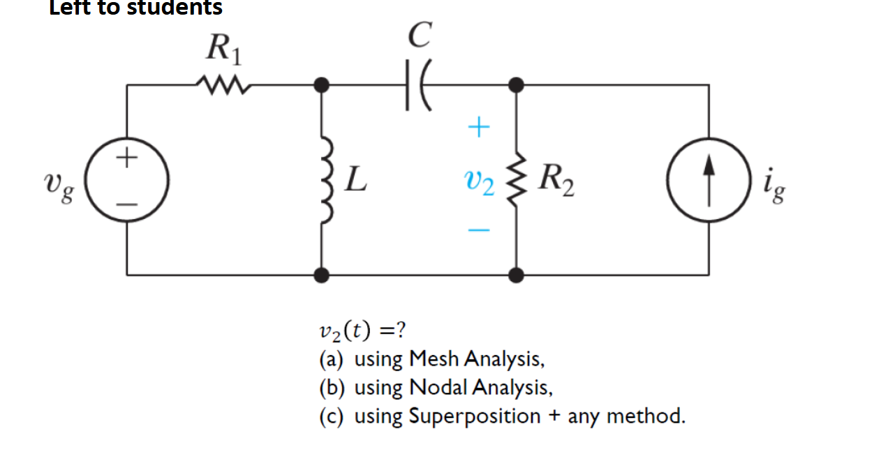 v2(t)=?(a) ﻿using Mesh Analysis, (b) ﻿using Nodal | Chegg.com