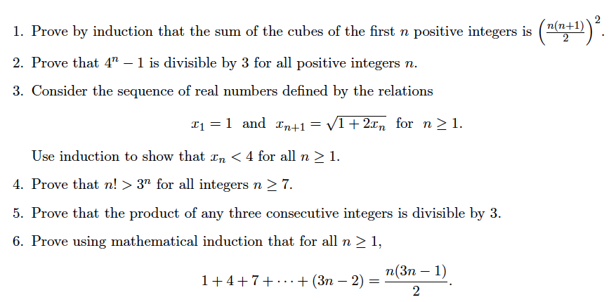 Solved Prove by induction that the sum of the cubes of the | Chegg.com