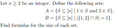 Solved Let n≥2 be an integer. Define the following sets: | Chegg.com