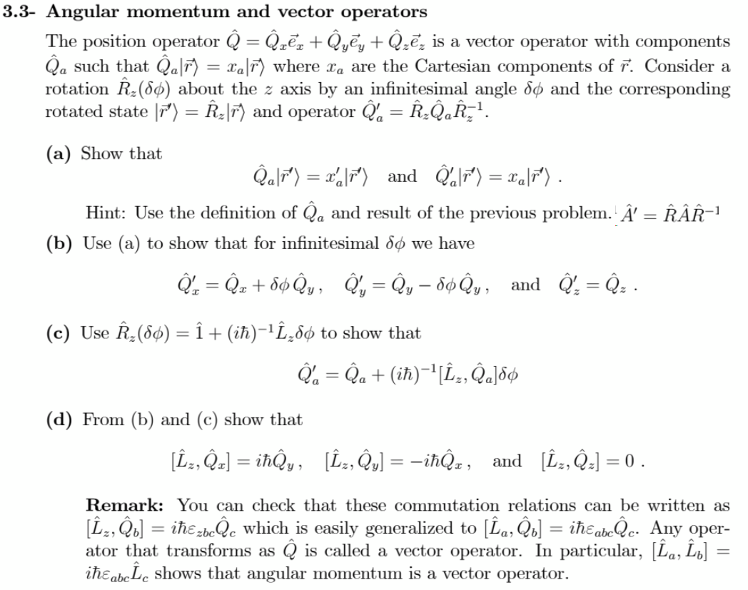 Solved 3- Angular momentum and vector operators The position | Chegg.com