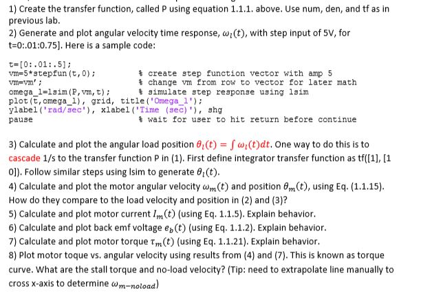 Solved Given MATLAB Code clear all; clc; Vnom=6; Rm=2.6; | Chegg.com