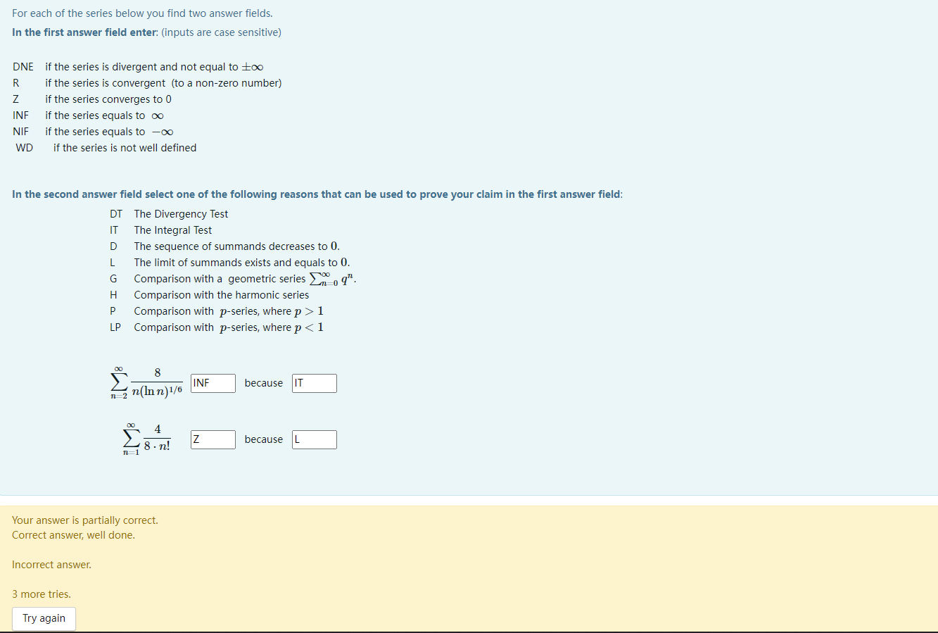 Solved For each of the series below you find two answer | Chegg.com